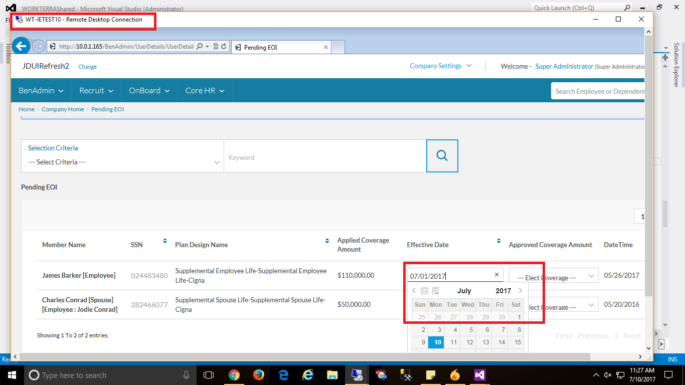 Nf 3355 Ie 8 Ui And Functional Issue Admin Login Pending Eoi Page